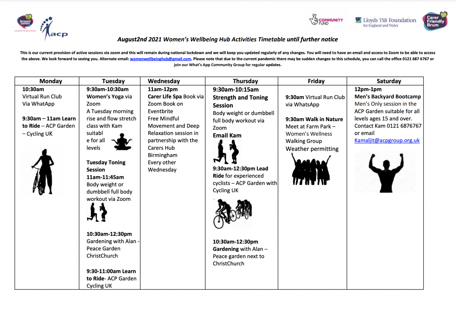 ACP Wellbeing Activity timetable – Neighbourhood News Online